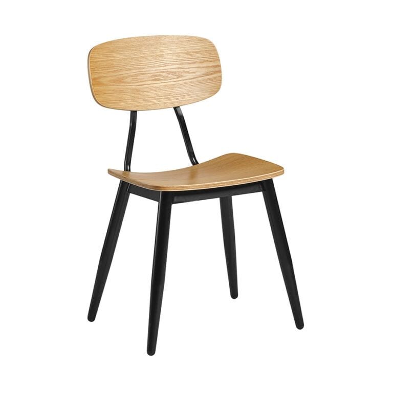 JUNA Side Chair – Ply Oak and Black Steel - Zap Trading