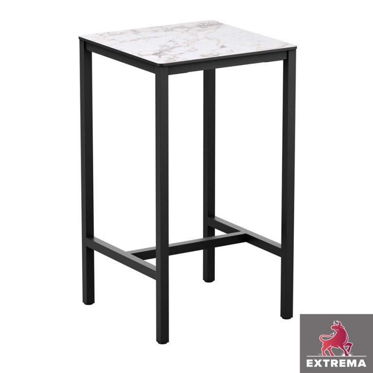 EXTREMA Carrara Marble 4 Leg Bar Height Table - Black - Zap Trading