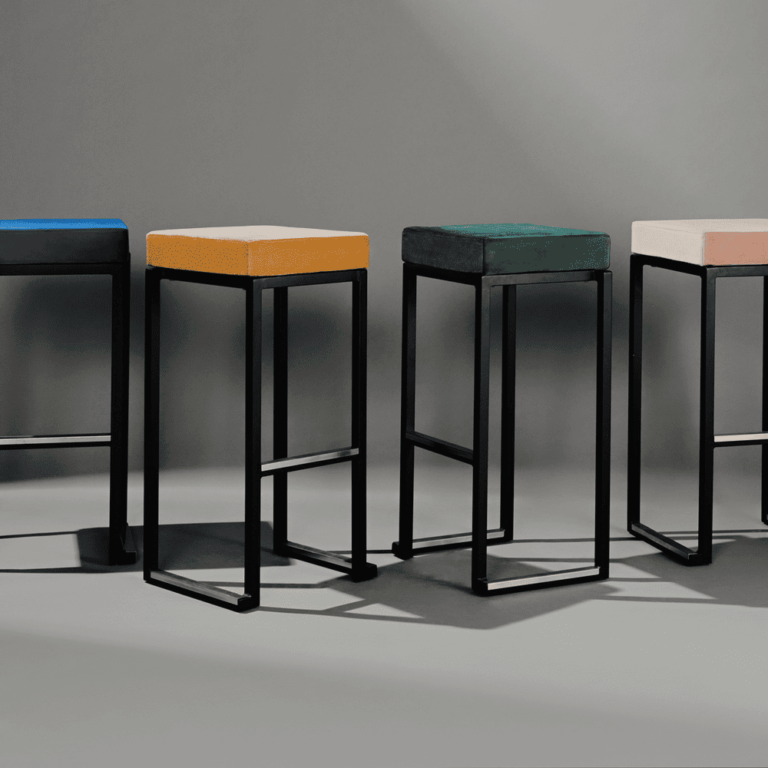 Kubo Smart Bar Stool - Black Frame - Velvet Seat Pad - Zap Trading